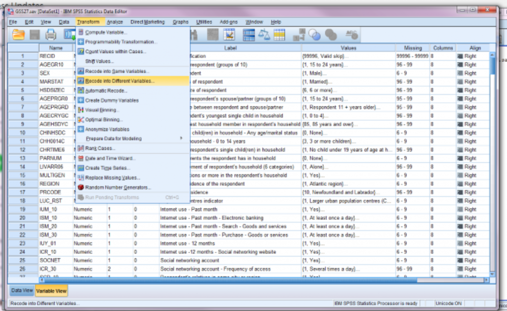 Recoding Variables In Spss Doing Social Research